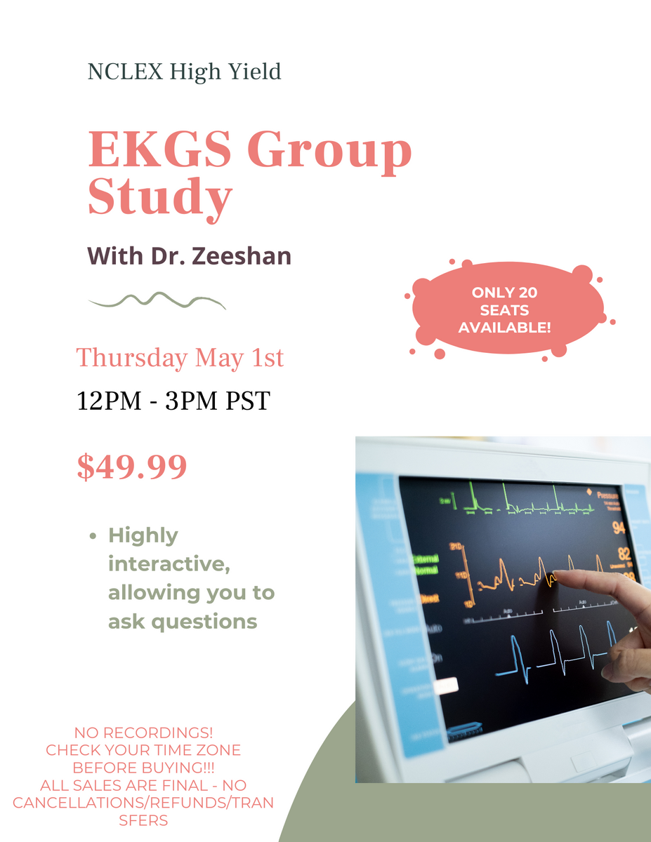 DR. ZEESHAN - GROUP STUDY - May 1st 12-3pm PST – Nclex High Yield